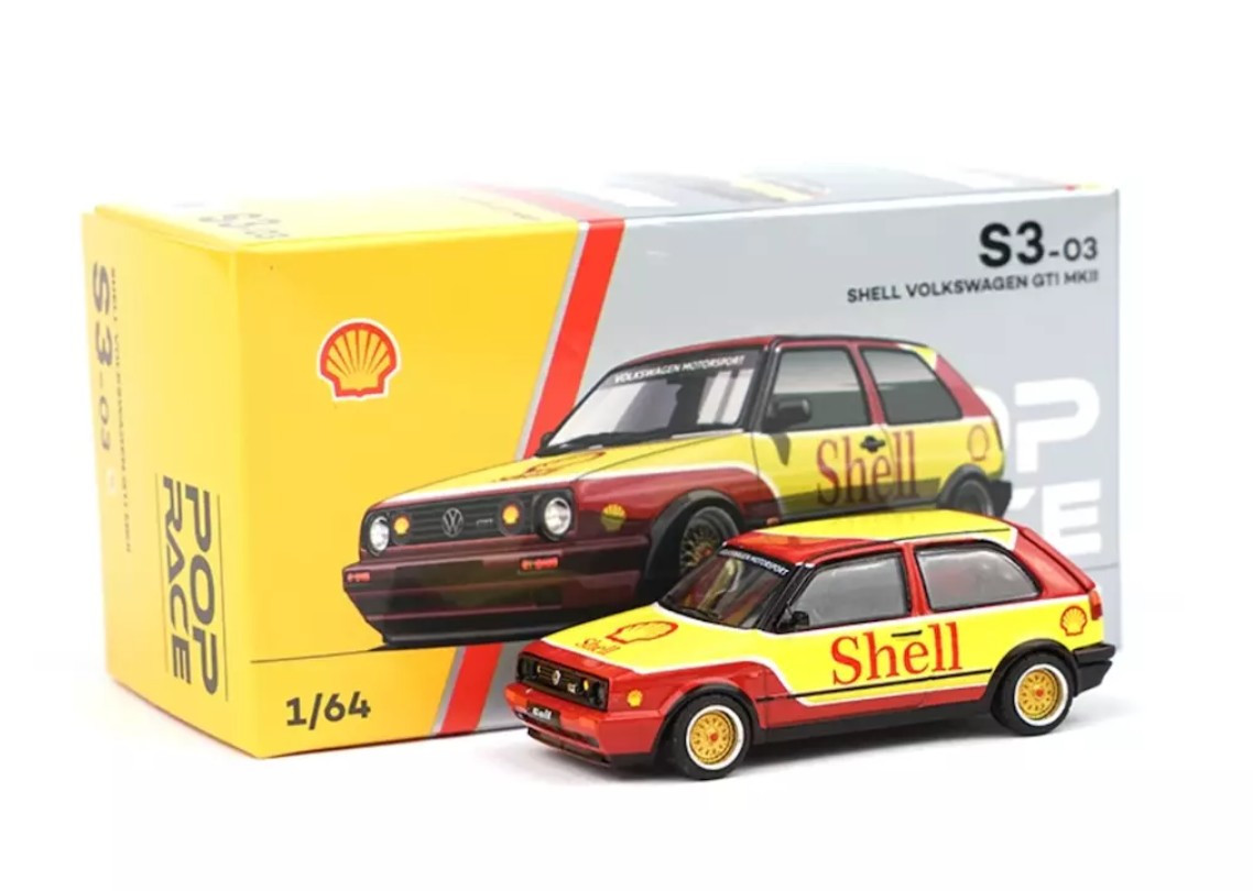 Купить копийную модель POP RACE Shell Volkswagen GTI MKII в масштабе 1/64