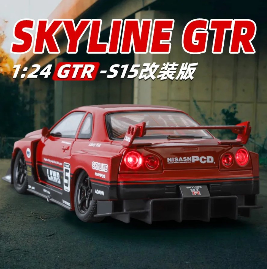 Купить копийную модель Jinlifang GT-R BNR34 LBWK (red) в масштабе 1/24