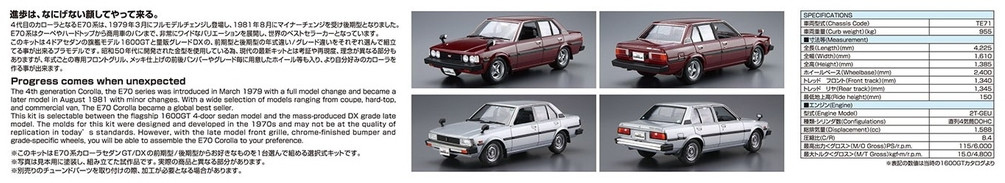 Купить сборную модель Aoshima 06129 TOYOTA E71/70 Corolla Sedan GT/DX ...